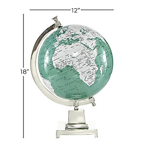 Deco 79 Aluminum Metal Globe, 12" x 12" x 18", Teal