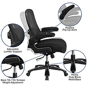 Flash Furniture Big & Tall Office Chair | Black Mesh Executive Swivel Office Chair with Lumbar and Back Support and Wheels