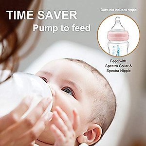 Maymom Wide-Mouth Milk Storage Collection Bottle with Travel Cap and Sealing Ring ; Can Replace Spectra S1 S2 Avent Natural Avent Classic Bottles, Motif Luna, Twist Bottles, Ameda MYA Bottle; 4pc