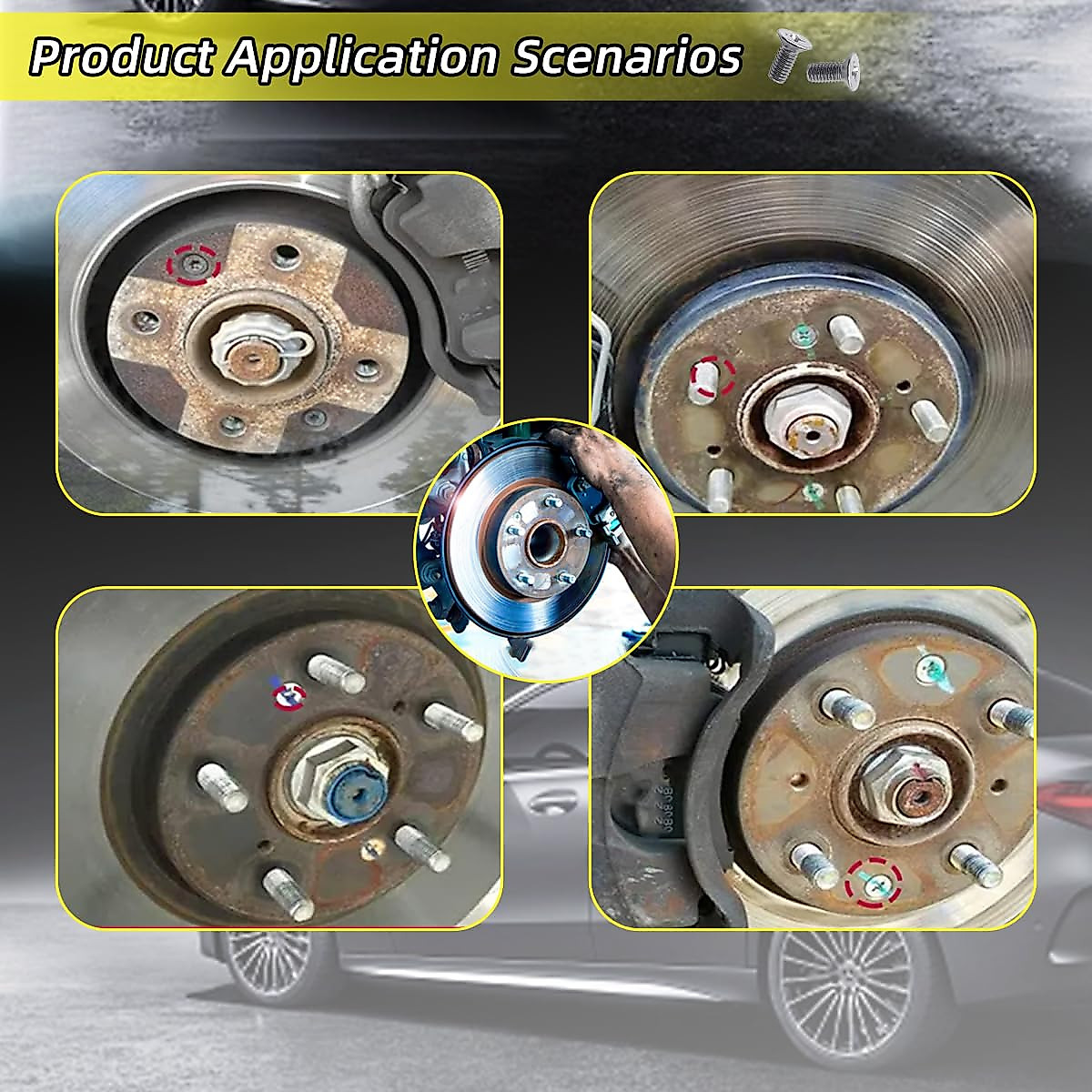 Kewucn 12 PCS Stainless Steel Brake Disc Rotor Screws for Front and Rear, OEM 93600-06014-0H Replacement Accessories, Retaining Screws Set for K3, City, Civic, Accord, Odyssey