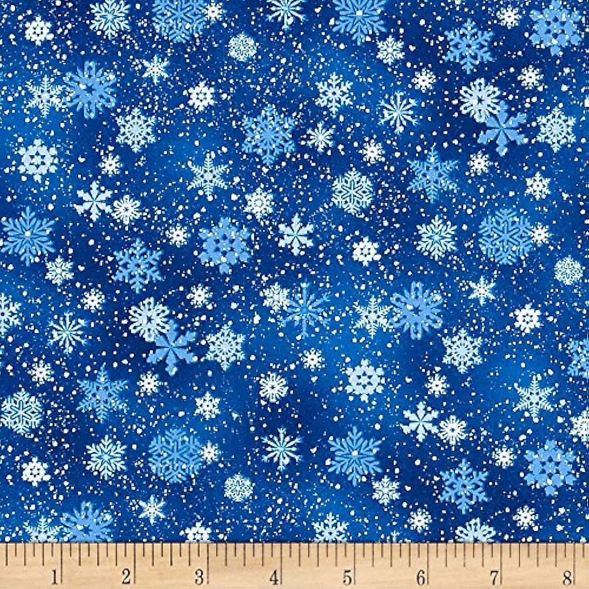Elizabeth Studio Landscape Medley Snowflakes Royal, Fabric by the Yard