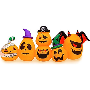 HBlife 8 FT Halloween Inflatables Outdoor Decorations Pumpkin, Animated Pirate Bat Blow Up Pumpkin with Build-in LEDs, Inflatable Decoration for Front Yard, Porch, Lawn or Halloween Party