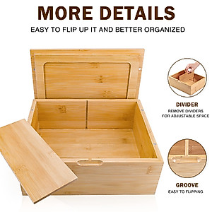 Lockable Lunch Box with Combination Lock，Insulated Lunch Bag and Large Natural Bamboo Decorative Storage Box Wooden Keepsake Box