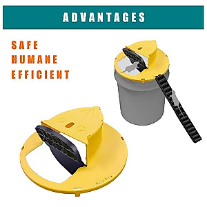 Tricess Mouse Trap Bucket (4-Pack), Rat Traps Indoor for Home, Humane Bucket Lid Mouse Traps for 5 Gallon Bucket, Auto Reset Multi Catch and Releases