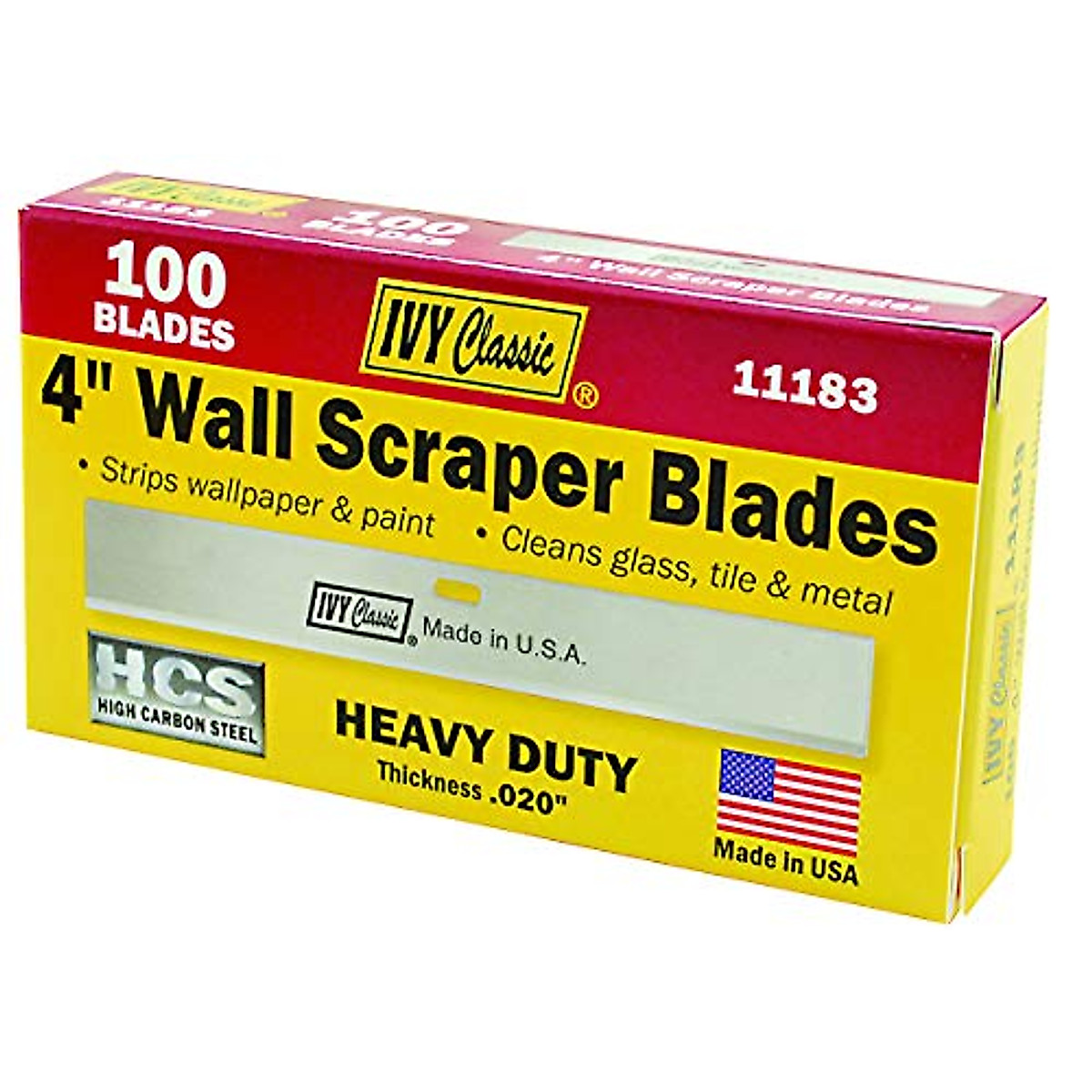 IVY Classic 11183 4" Wall Scraper Blades, USA, 100-Pack