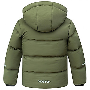 MOERDENG Kids Boy's Winter Coat Waterproof Fleece Lined Thick Down Coats Puffy Cotton Jackets with Hood