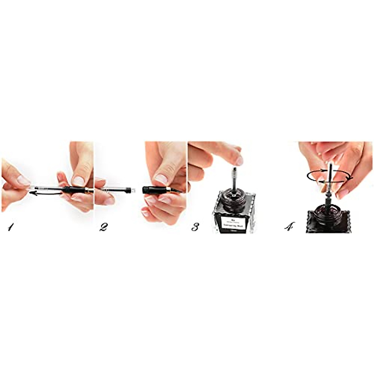 Dryden Designs Fine Nib Fountain Pen - Includes 24 Ink Cartridges - 12 Black and 12 Blue - Silver - Smooth Elegant Writing with Fine Nib and Ink Converters