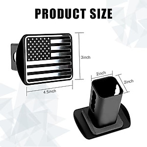 ZBGUN 2 PCS 3D American Flag Car Tow Hook Dust Plug for 2In Receivers, Anti-Theft Metal Trailer Protective Hitch Lock with 2 Keys, Universal Heavy Trailer Accessories for Cars SUVs Trucks (Silver)