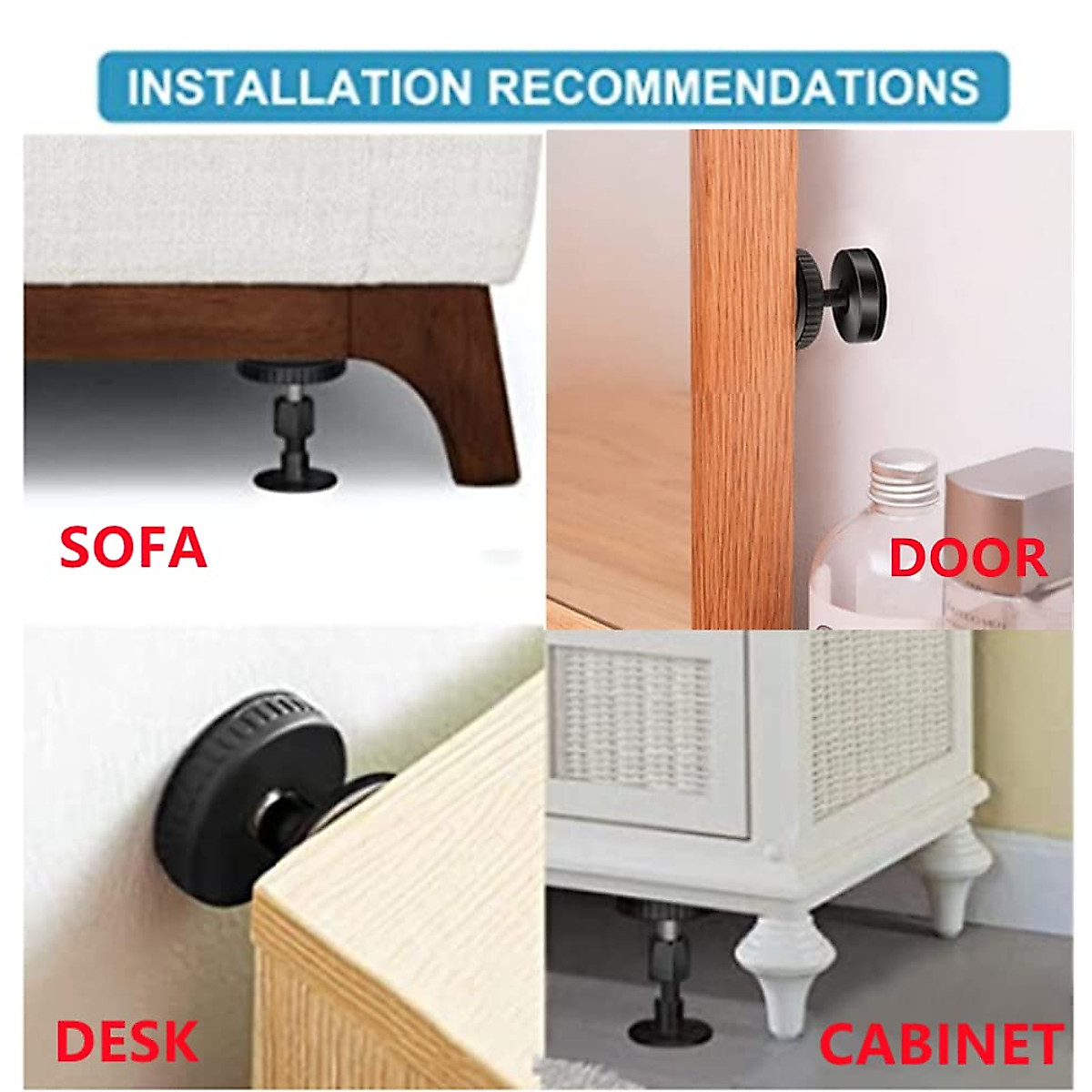 NatureMan 2 Pieces of Black Adjustable Threaded Bed Frame Anti-Shake Tool, Headboard Stoppers，Bed stoppers ，Wall Bed headboard Anti-Shake Fixer to Prevent loosening, Easy to Install (1.1-2.5 inches)