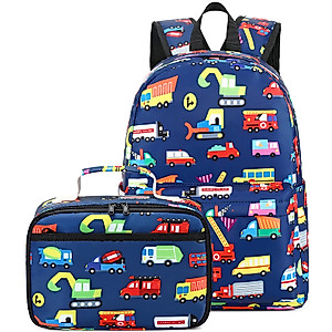 Bluboon Backpack for Kids Boys Preschool Kindergarten Backpack With Lunch Box School Bookbags (Navy Blue)