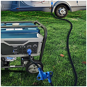 Generator to RV Adapter 30 Amp,NEMA L14-30P to TT-30R 4 Prong to 3 Prong Plug Adapter for Generator to 30 Amp RV Extension Cord,Load Up to 30 Amp 125V 3750W,10/3 AWG,12 inch(4 Prong 30M30F)