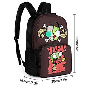 16 Inch Shoulders Bag Invader Cartoon_Zim Unisex Adults Teenagers Children's Backpack Students Schoolbag
