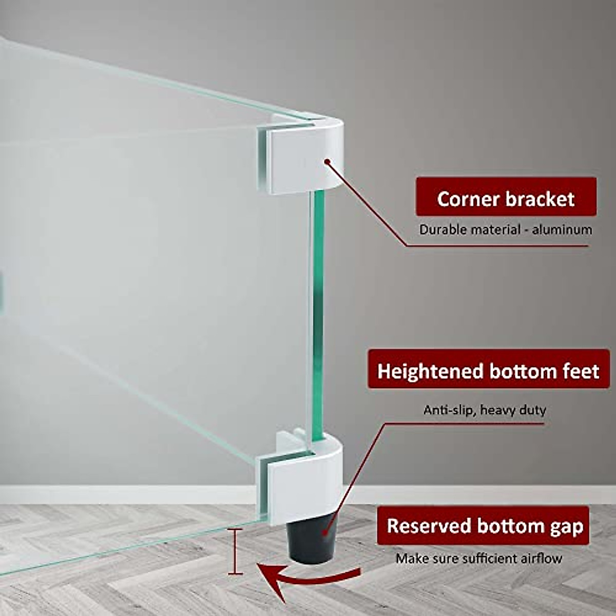 Fire Pit Wind Guard Square, 18 x 18 x 6 Inches Glass Wind Guard for Fire Pit Square