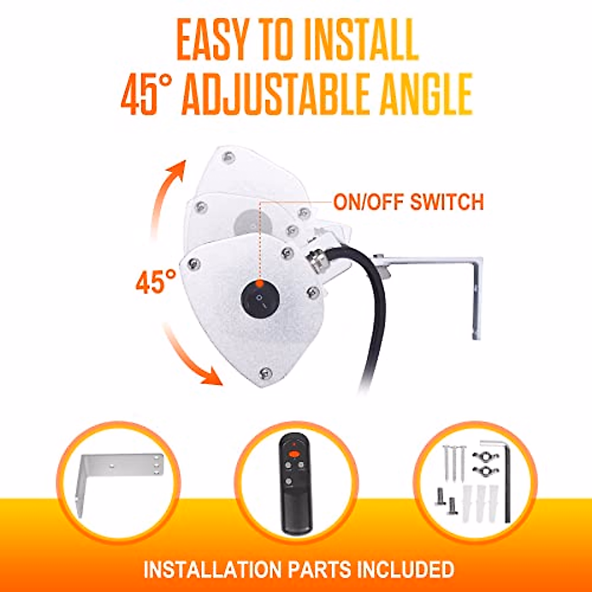 Electric Patio Heater, 1500W Outdoor Heater, VQVG Wall Mount Heater, Infrared Outdoor Heater with Remote Control, 3 Heating Modes, Instant Heat, Waterproof IP65 for Patio Garage (Silver)