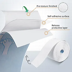 Innconee Self Adhesive Crack Tape 1.5'' x 32' Textured Roll Crack Tape Paintable for Walls, Diatom Mud Finish Texture Tape for Drywall Crack Repair