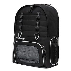 RIP-IT | Womens Pro Black & Silver Soccer Backpack with Padded Adjustable Straps | Ventilated Pockets, Water Resistant Bonnet, & Soccer Ball Compartment