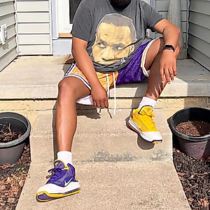 BOOMLEMON Men's Basketball Shorts Workout Athletic Paisley Shorts Mesh Print Running Short Pants(Patchwork Purple XS)