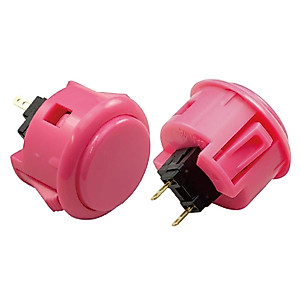 SANWA JLF-TP-8YT Joystick + Sanwa 8 pcs OBSF-30 Push Button Bundle Kit Pink - for Arcade Game 4 & 8 Way Adjustable, Compatible with Catz Mad SF4 Tournament Joystick (Pink Ball Top) S@NWA