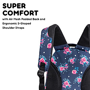 J World New York Cornelia Laptop Backpack School Bookbag, Navy Rose, 18 X 12.5 X 8 (H X W X D)