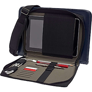 Broonel Blue Leather Laptop Messenger Case - Compatible with Toshiba Satellite Radius 15