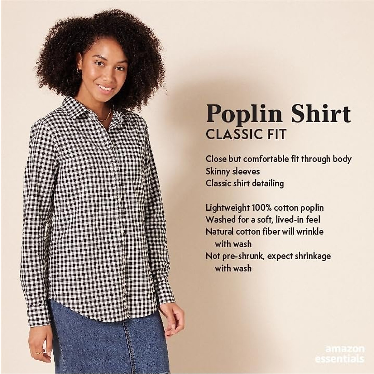 Amazon Essentials Women's Classic-Fit Long-Sleeve Button-Down Poplin Shirt, Pink Stripe, Large