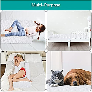 Crib Mattress Protector Pad Cover Quilted Waterproof Incontinence Bed Pads Wetting Protection Pad 52" x 28" Reusable & Non-Slip Potty Training Pads for Toddlers (Quilted Improved Thickness)