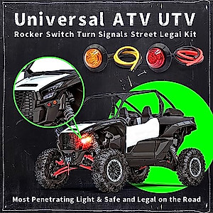 Pre-wired ATV UTV Turn Signal Kit, Universal Street Legal Kit with Rocker Switch Flasher Relay Compatible with Polaris RZR Ranger Turbo Can-Am, Side by Side Turn Signal Light Set (Vertical&Horizontal)