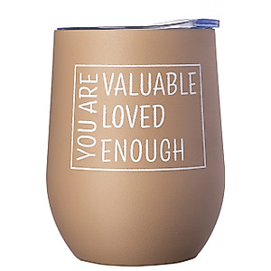 DIVERSEBEE Inspirational Gifts for Women, Men, Best Friend, Mom, Sister, Wife, Girlfriend, Boss, Coworker, Nurses, Thank You Encouragement Birthday Wine Gifts,Insulated Wine Tumbler with Lid (Latte)