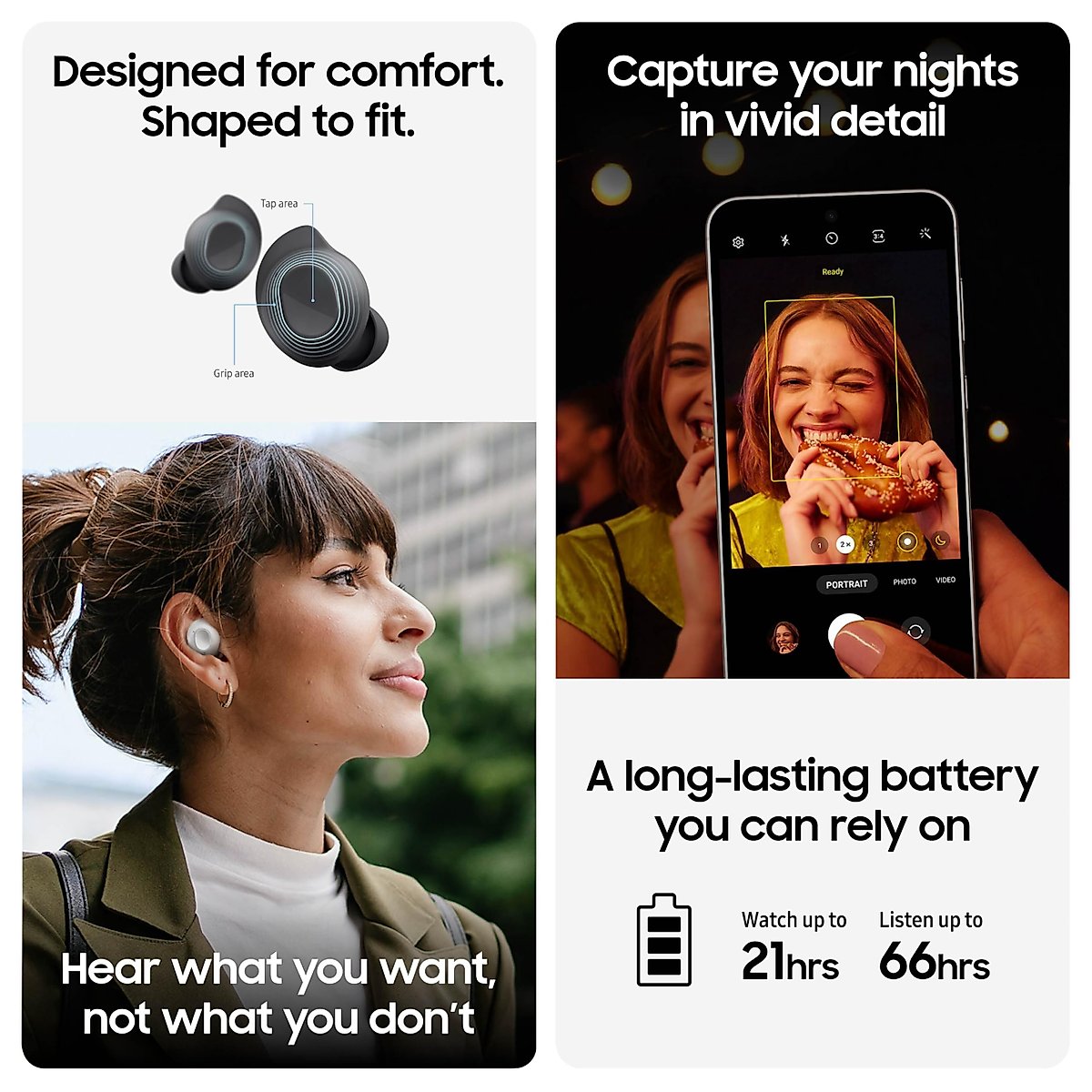 SAMSUNG Galaxy S23 FE Cell Phone (Graphite) + $49.99 Buds FE (Graphite) 128GB Unlocked Android Smartphone w/Long Battery Life and True Wireless Bluetooth Earbuds w/Wing Tip Design US Version, 2023