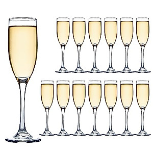 UMEIED Classic Champagne Flutes Set of 12, 6 Oz Elegant Stemmed Crystal Clear Champagne Glasses Sparkling Wine Glass for Wedding Anniversary Birthday Christmas