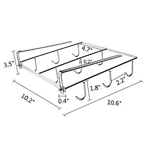 Coffee Mug Holder - 304 Stainless Steel ，Cup Rack Under Shelf ，Applicable Cabinet Adjustment Thickness 0.39 "-1.17" (9-Hooks) (Primary Color, 1 Piece)