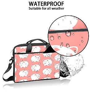Cartoon Pig Laptop Computer Bag Waterproof Shoulder Messenger Bag 13-15 inch Durable Laptop Tote Bag with Shoulder Strap Handle Lightweight Crossbody Briefcase