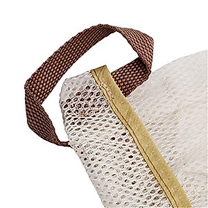 LoveAloe Fruits Vegetables Hanging Hollow Breathable Mesh Bag Portable Handle Kitchen Storage Bag,Beige