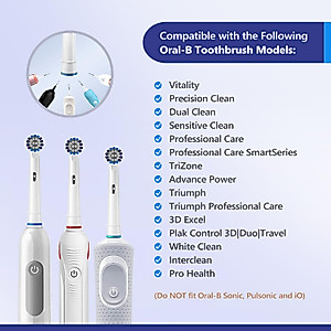 8 Pack Replacement Brush Heads Compatible Toothbrush Heads for Braun Oral-B Professional Care 500 600 1000 2000 2500 3000 5000 7000 and More Vitality Pro Smart Genius Electric Toothbrushes