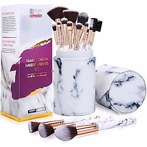 DUAIU Makeup Brushes Set Make Up Brushes Professional 15Pcs Marble Makeup Brush Set for Foundation Powder Concealers and Eyeshadow with Exquisite Marble Bucket Gift Box…