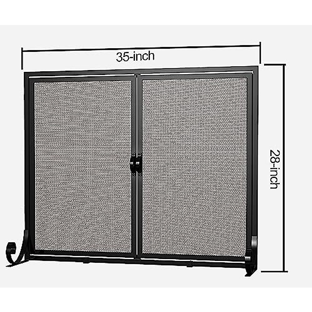 Fire Beauty Fireplace Screen with Hinged Doors, Powder Coated Steel Frame, Metal Mesh, Handcrafted Solid Steel,Decorative Design, Free Standing Spark Guard