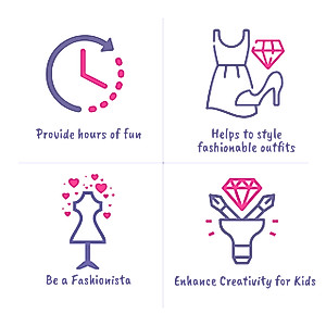 BSCOOL Sticker Dress up - Sticker Activity Book for Kids. Learn Girls Fashion Design with Stickers and Guides for Kids 5 and up. Little Designer Creativity Book. Stickers, Paper Dolls. Gift for Girls