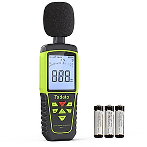 Decibel Meter, Tadeto Digital Sound Level Meter Portable SPL Meter 30dB to 130dB(5 Measurement Range) Backlight LCD Display, MAX/MIN Noise Measurement, Audible and Visual Alarms,Data Hold, A/C Mode
