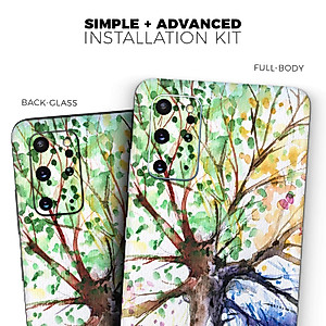 DesignSkinz Watercolor Vivid Tree Protective Vinyl Decal Wrap Skin Cover Compatible with The Samsung Galaxy S20 (Screen Trim & Back Glass Skin)