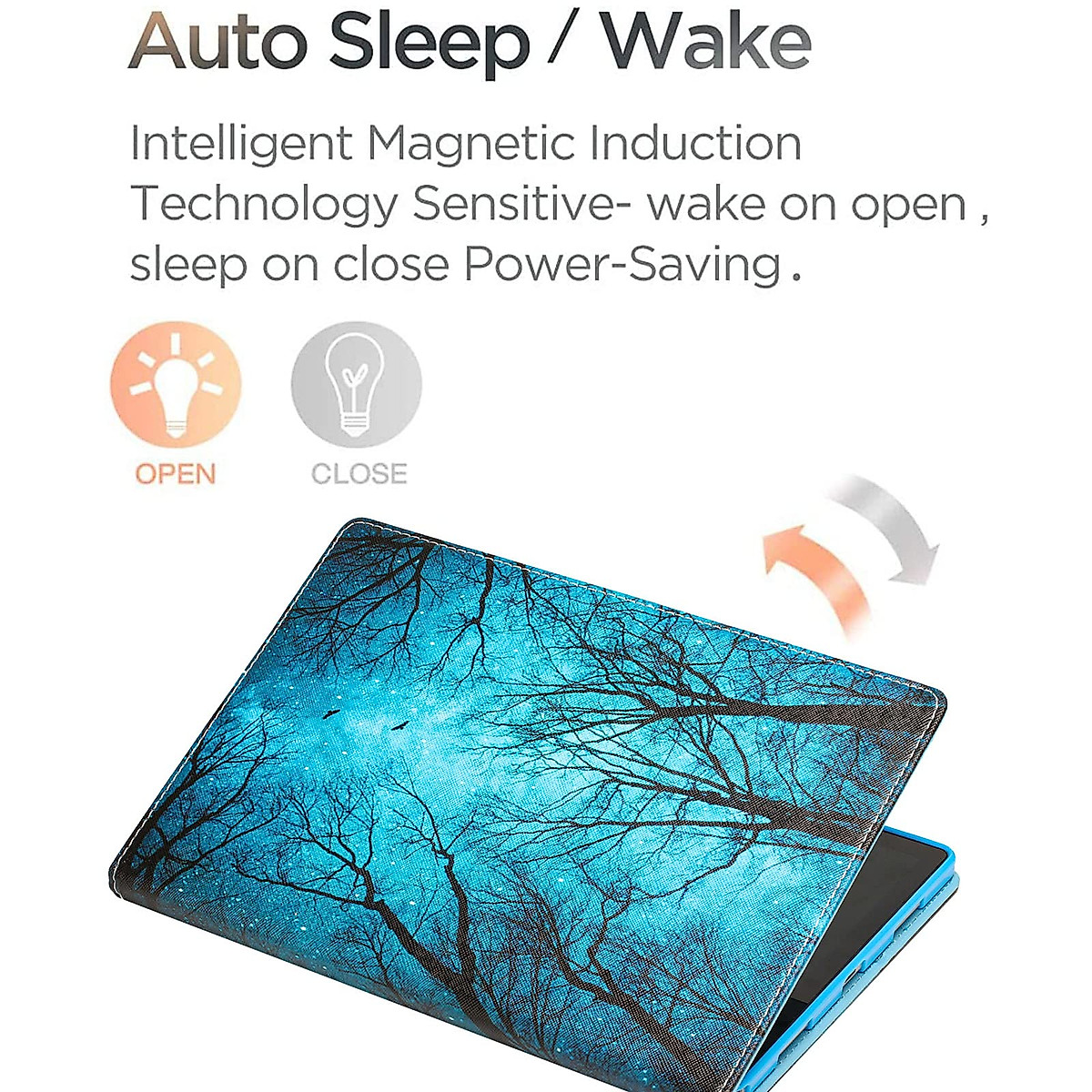 MonsDirect Case for 2022 Samsung Galaxy Tab A8 10.5 Inch, PU Leather Case with Stand, Smart Auto Sleep Wake Cover with Pen Holder for 10.5" Galaxy Tab A8 [SM-X200/X205/X207], Blue Forest