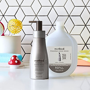 Method Foaming Hand Wash, Violet + Lavender, Reusable Silver Aluminum Bottle, Biodegradable Formula, 10 oz (Pack of 3)