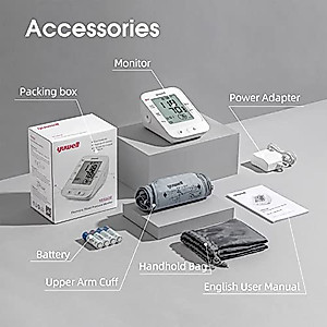 yuwell Blood Pressure Monitor, Extra Large Upper Arm Cuff, Digital BP Machine for Home Use & Pulse Rate Monitoring Meter, Automatic, Large Display, Voice Broadcasting with Power Adapter and Batteries