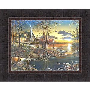 Comforts of Home by Jim Hansel 17x21 Cabin Lake Boat Framed Art Print Wall Décor Picture