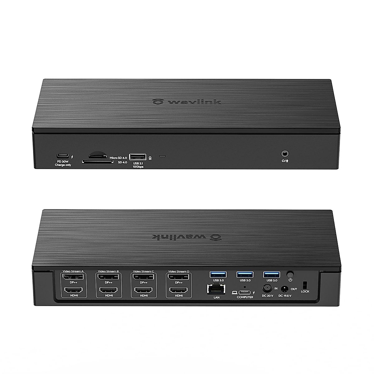 WAVLINK Enterprise-Level Universal Docking Station,20-in-1 USB-C Quad 4K Dual 5K@60Hz Display Dock with 100W Charging,4xDisplayPort(1.2),4xHDMI(2.0),2.5G Ethernet,USB 3.1/3.0-A,USB-C(PD30W)