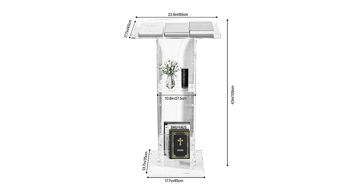 KSacry Clear Acrylic Podium Stand with Storage for Churches