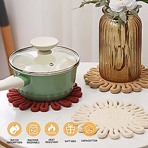 Trivets for Hot Dishes,Potholders for Kitchen,Hot Pads Hot Mats or Trivets for Hot Pots and Pans,Table Decorations,Set of 3, 100% Cotton,7.5"(Lace)