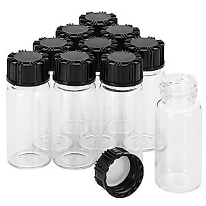 0.3 Oz Clear Glass Vials with Screwcap Empty Bottles Liquid Sample Glass Bottles for Travel, Pack of 10