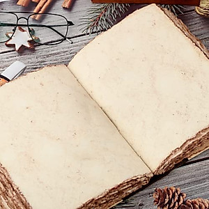 LEATHER VILLAGE Leather Journal – Vintage Leather Journal – Book of Shadows – Leather Bound Journal – Leather Sketchbook – Antique/Vintage Deckle Edge Handmade Paper of 200 GSM – 8 X 6 inches