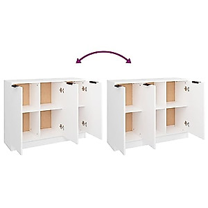 loibinfen Sideboard Buffet Server Storage Cabinet with 3 Doors, Console Table Home Kitchen Sideboard Dining Room Furniture Entryway Cupboard, White 35.6"x11.8"x27.6" -AA