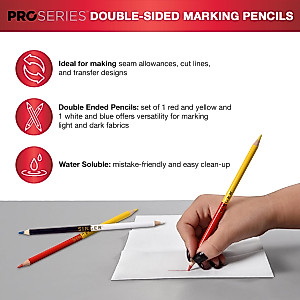 SINGER ProSeries 12 Inch Sewing Scissors Heavy Duty Chrome Plated Forged Stainless Steel Industrial Tailor Shears, 4 Inch Embroidery Scissors, 144 Inch Tape Measure, and Fabric Marking Pencils